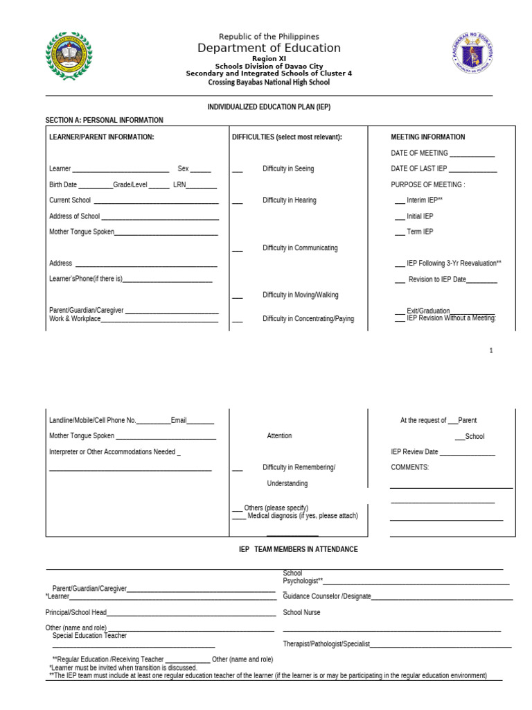 Individualized Education Plan (Iep) | PDF | Individualized Education Program | Learning