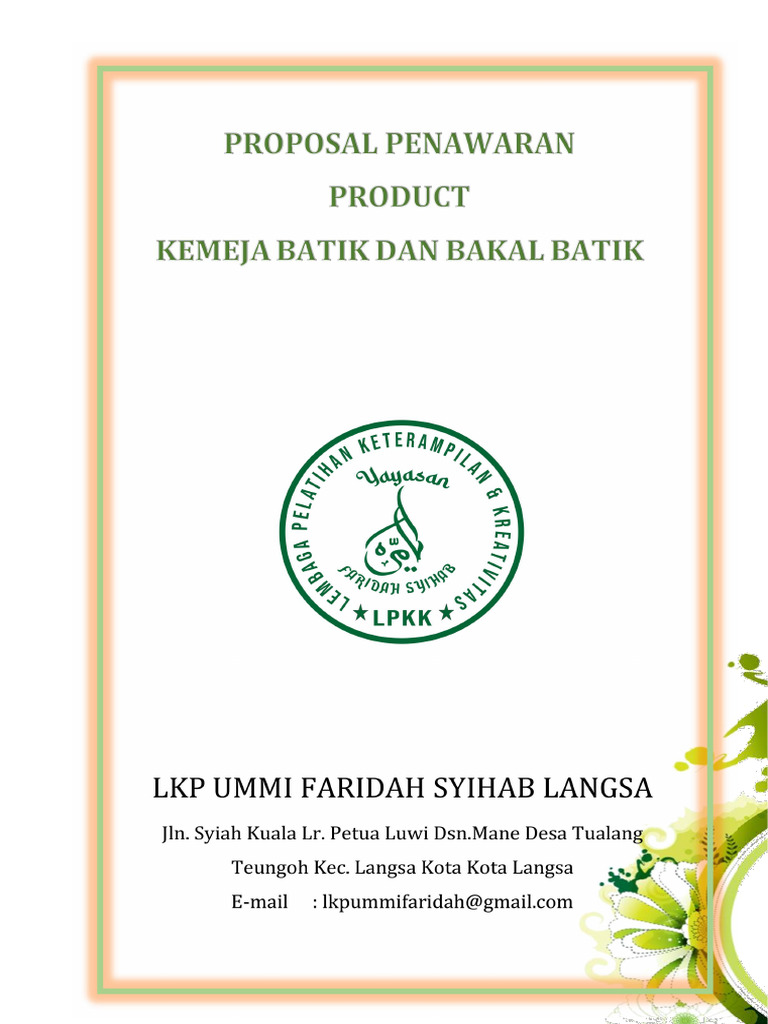 Proposal Penawaran Kemeja Batik Aceh | PDF | Textiles | Decorative Arts