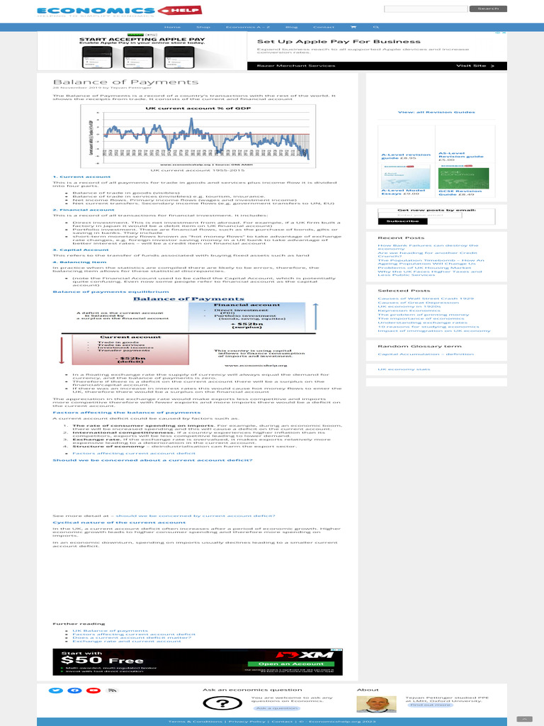 Balance of Payments - Economics Help | PDF