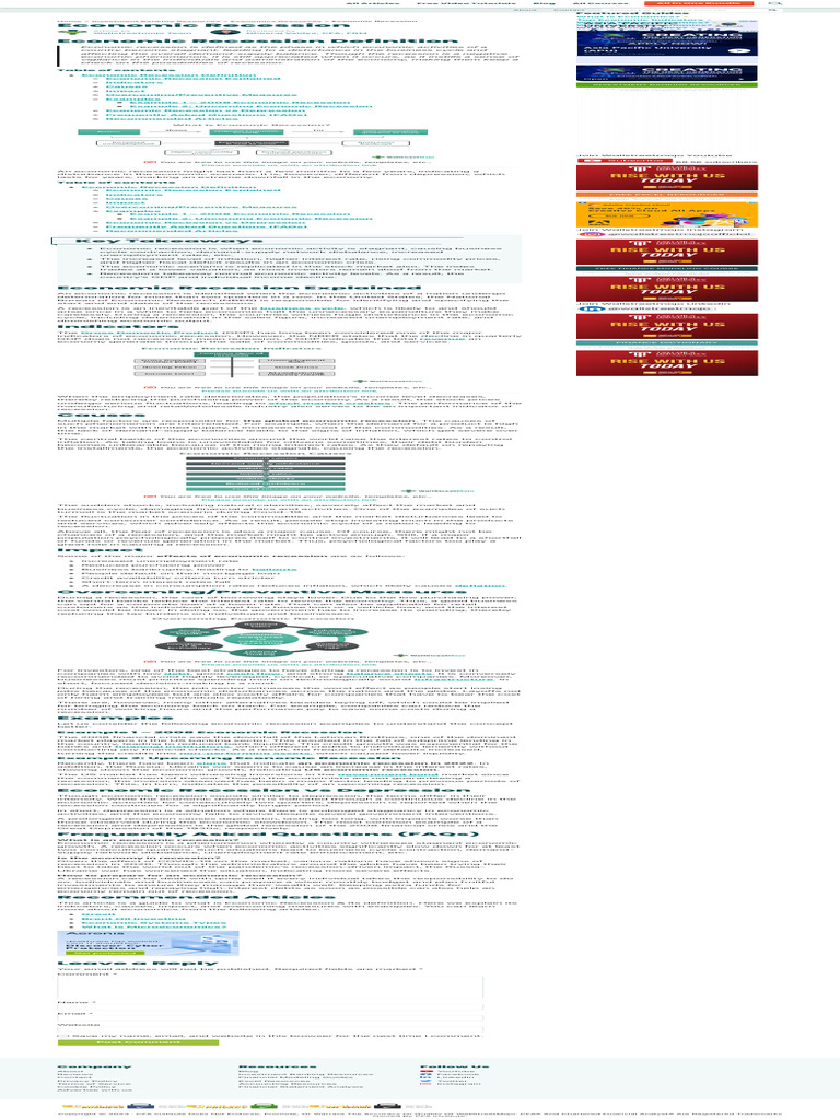 Economic Recession - Definition, Examples, Causes & Effects | PDF