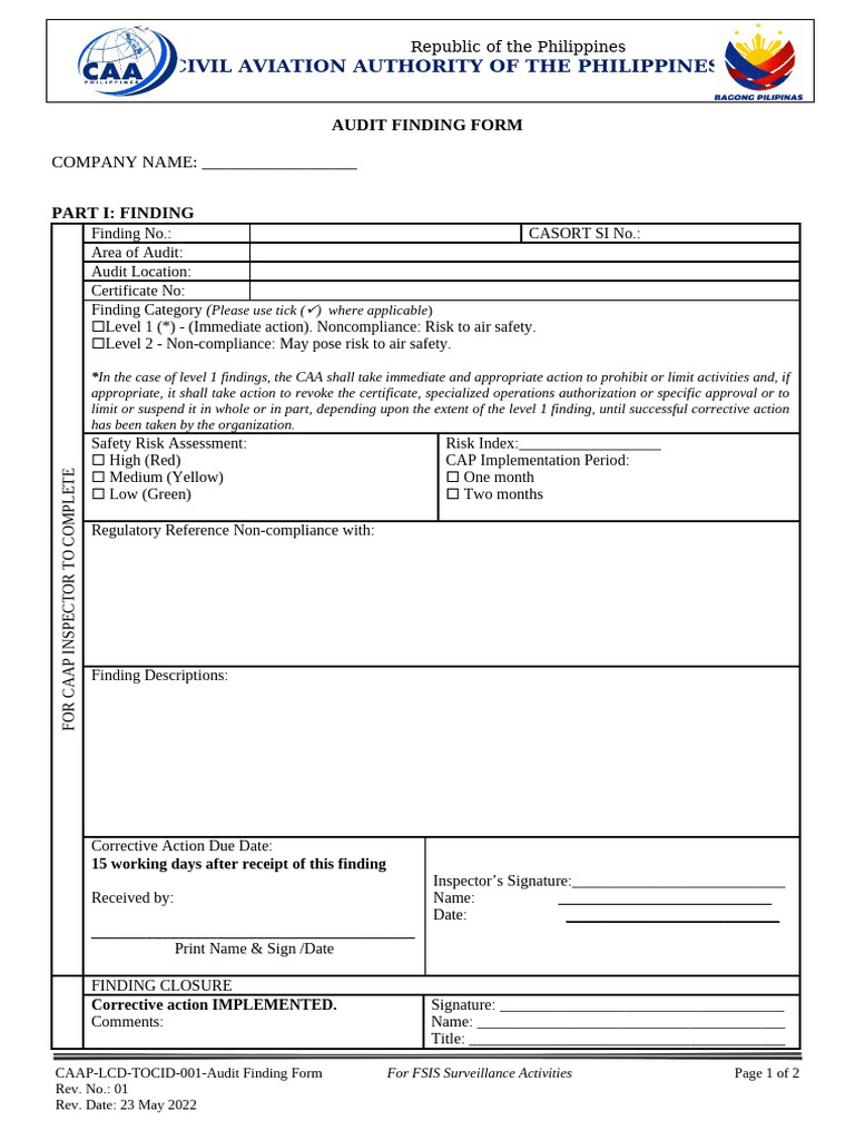 Audit Finding Form | PDF