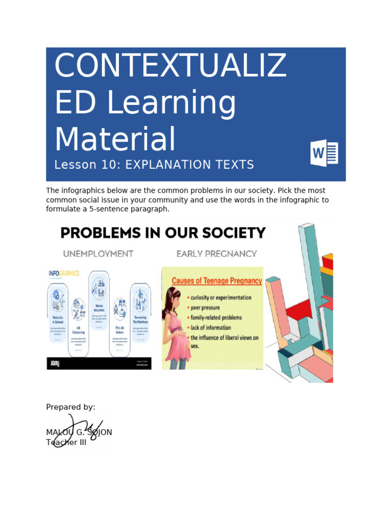 CONTEXTUALIZED Learning Material | PDF