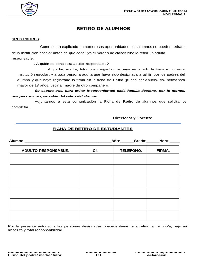 Ficha de Retiro | PDF