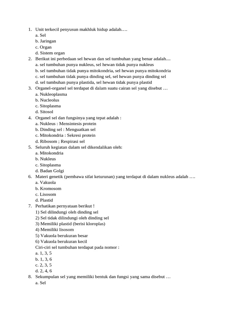 Latihan Soal Sel | PDF