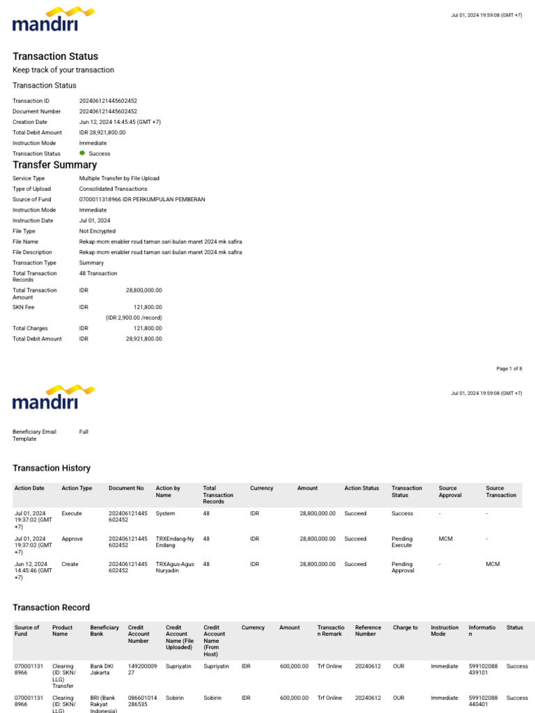 Transaction Status | PDF