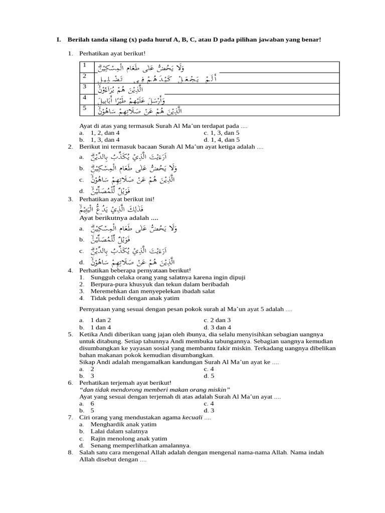 Soal Pas Pai Kelas 5 Kumer | PDF