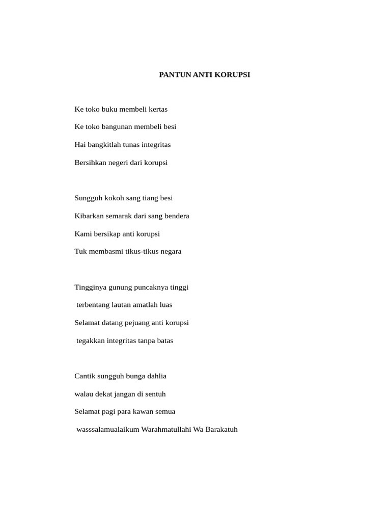 Pantun Anti Korupsi | PDF