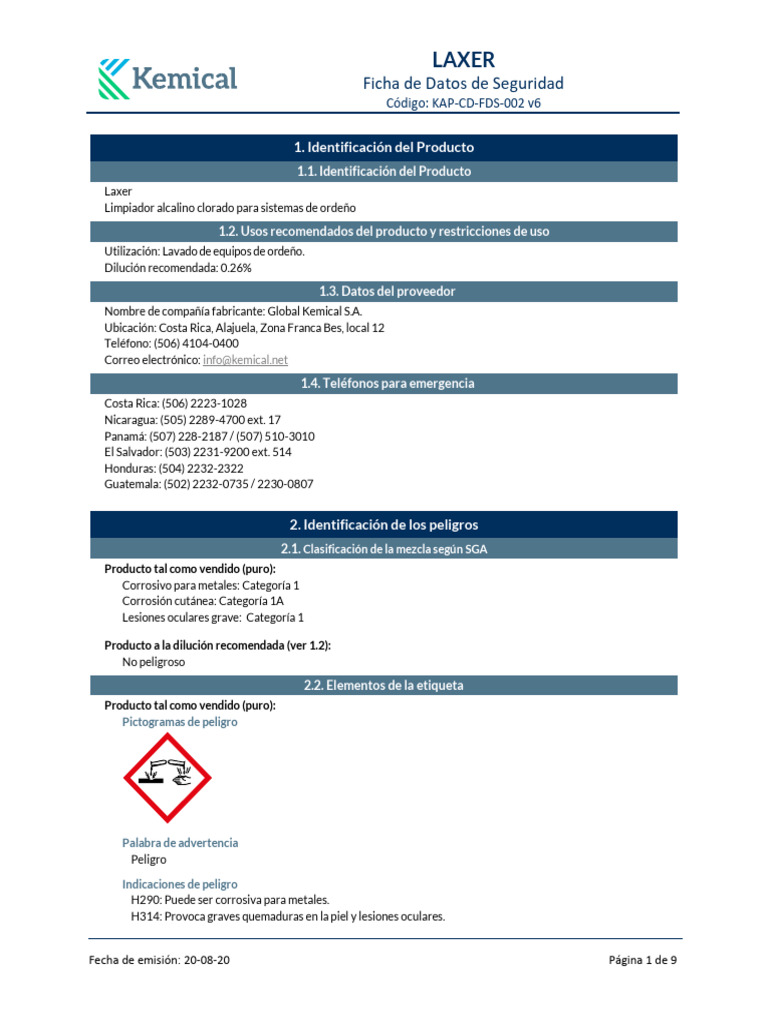 MSDS-Laxer 1 | PDF