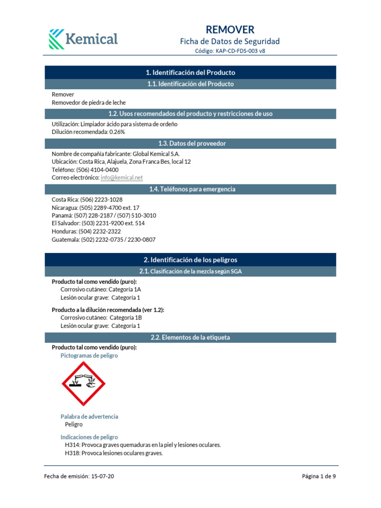 MSDS-Remover 1 | PDF