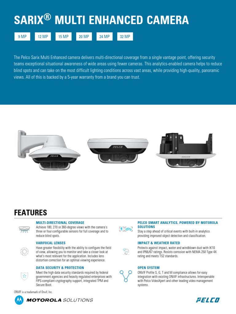Pelco Sarix Multi Enh Specification Sheet en 010424 | PDF