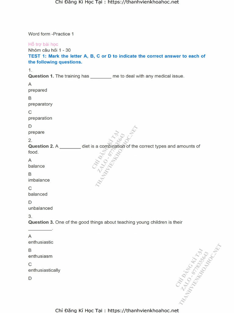Word Form -Practice 1 | PDF