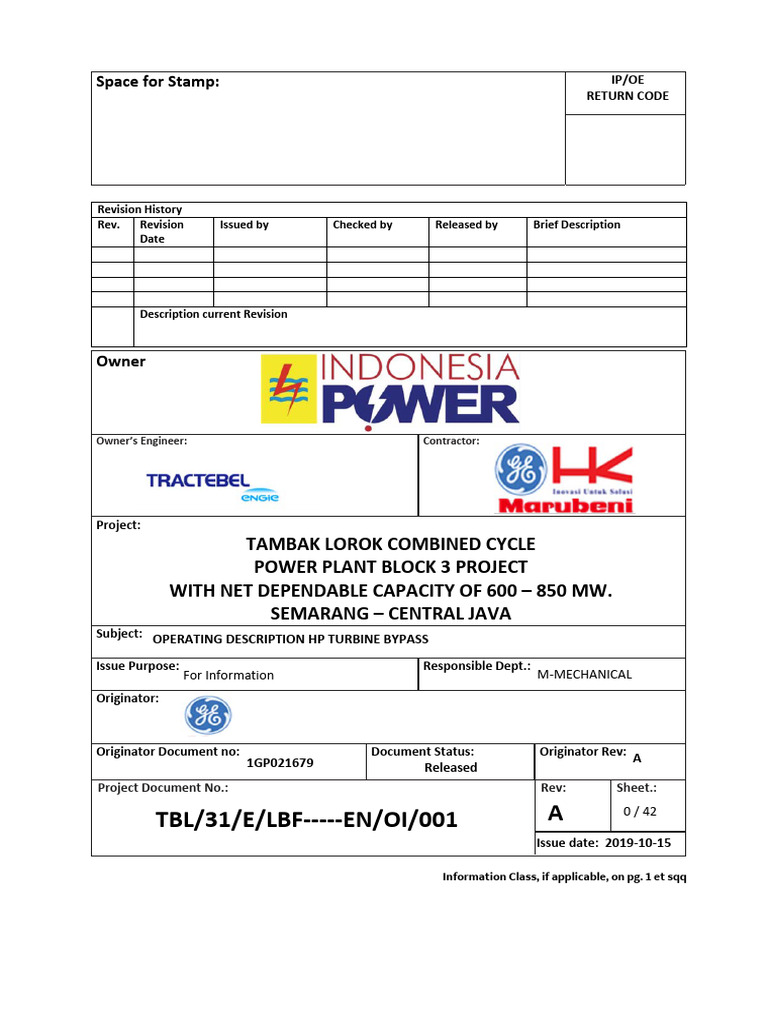 TBL 31 e LBF en Oi 001 en A Operating Description HP Turbine Bypass XNXX | PDF