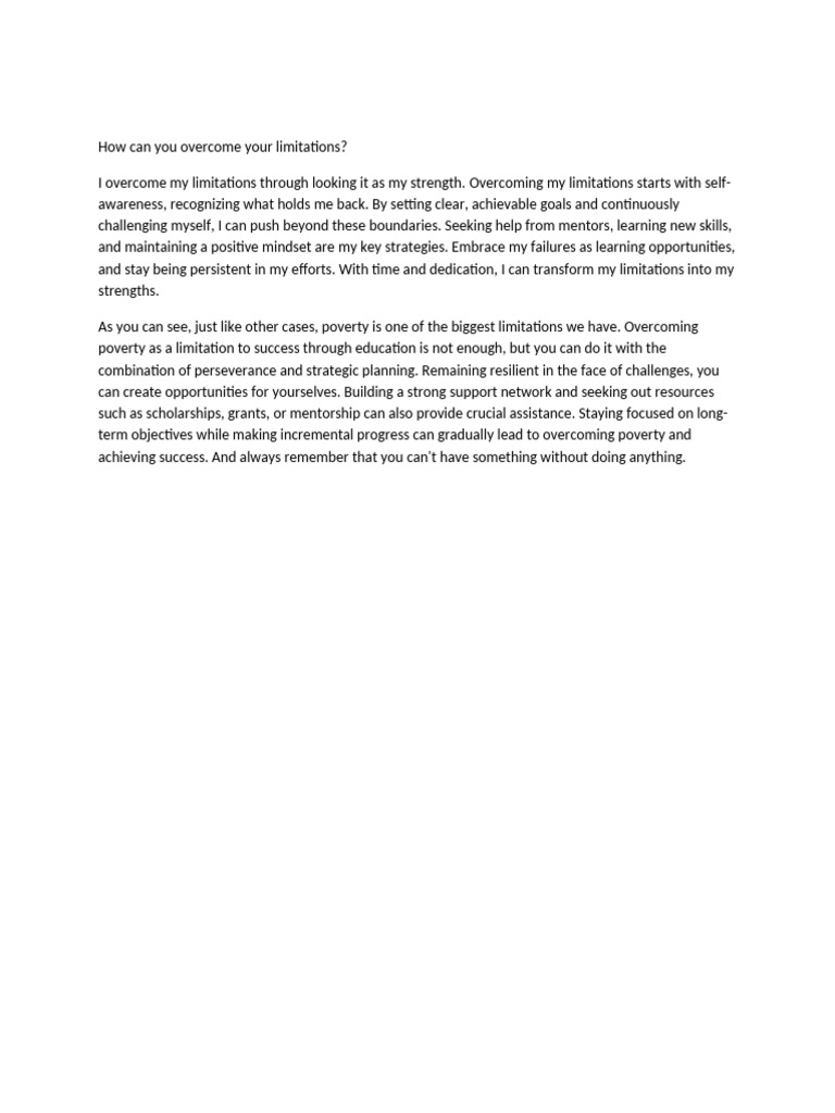 Overcom8ng Limitations | PDF | Career & Growth