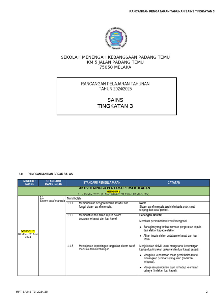 RPT Sains t3 2024 | PDF