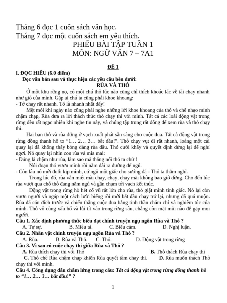 PBT NG Văn 7 - Hè | PDF