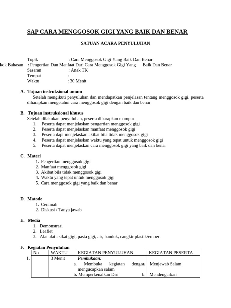 Sap Cara Menggosok Gigi Yang Baik Dan Benar | PDF