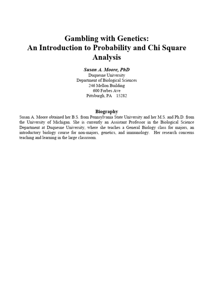 Probability in Genetics BIO201 Probability and Chis Square | PDF ...