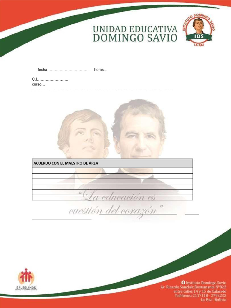 ACTA U E DOMINGO SAVIO 2do TRIM.-1 | PDF | Salud y bienestar