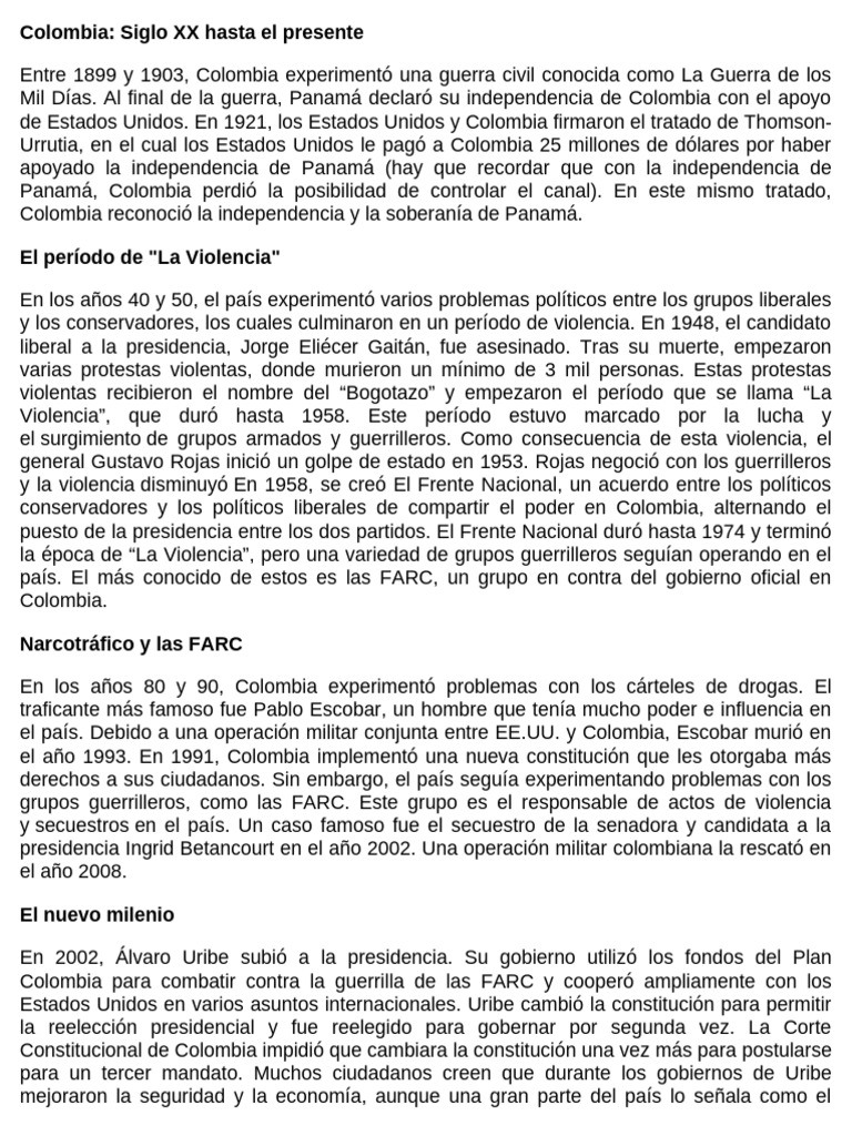 Colombia Siglo Xx Pdf