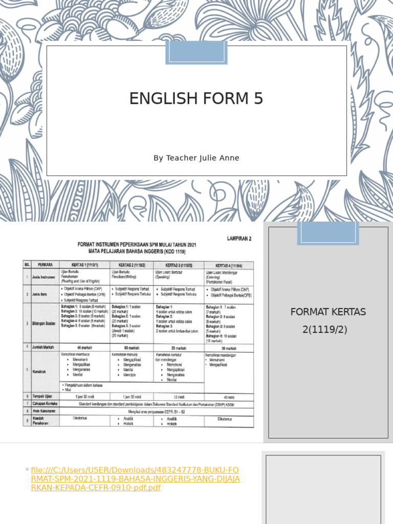 English Form 5 Lesson 2 Tuition | PDF