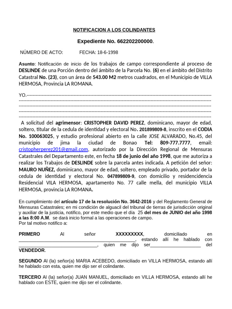 Notif. Colindantes | PDF
