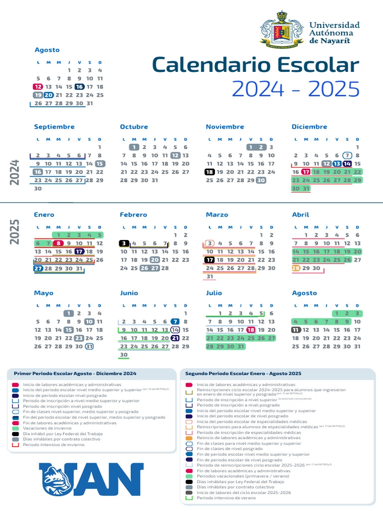 Calendario UAN 2024 2025 V1 | PDF
