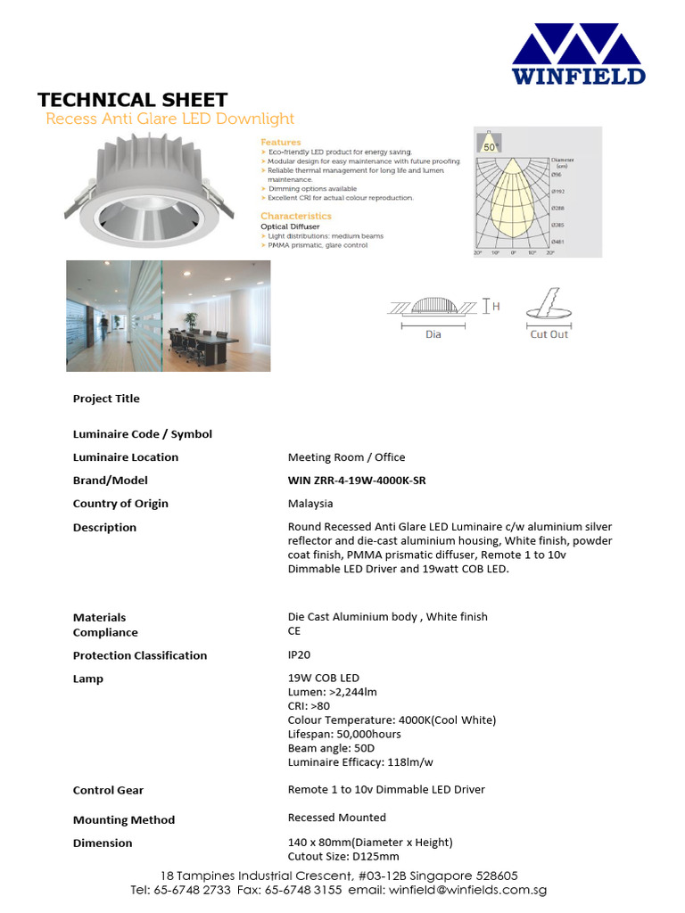 Round Recessed LED Luminaire Specs | PDF