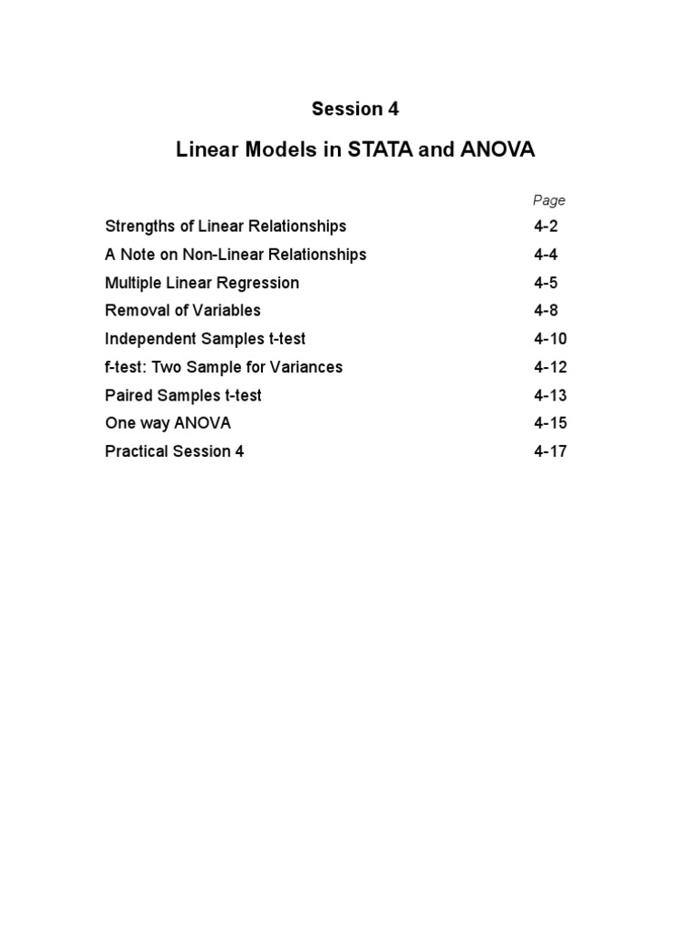 Linear Models in Stata and Anova | PDF | Correlation And Dependence ...