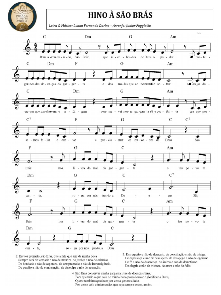 Hino À São Brás - Bem Aventurado São Brás | PDF