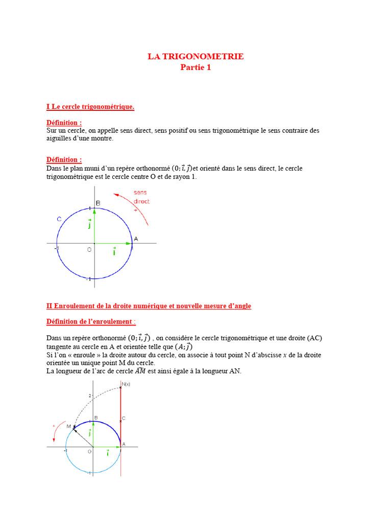 2023 - 2024 - Cours Trigo - 1 | PDF