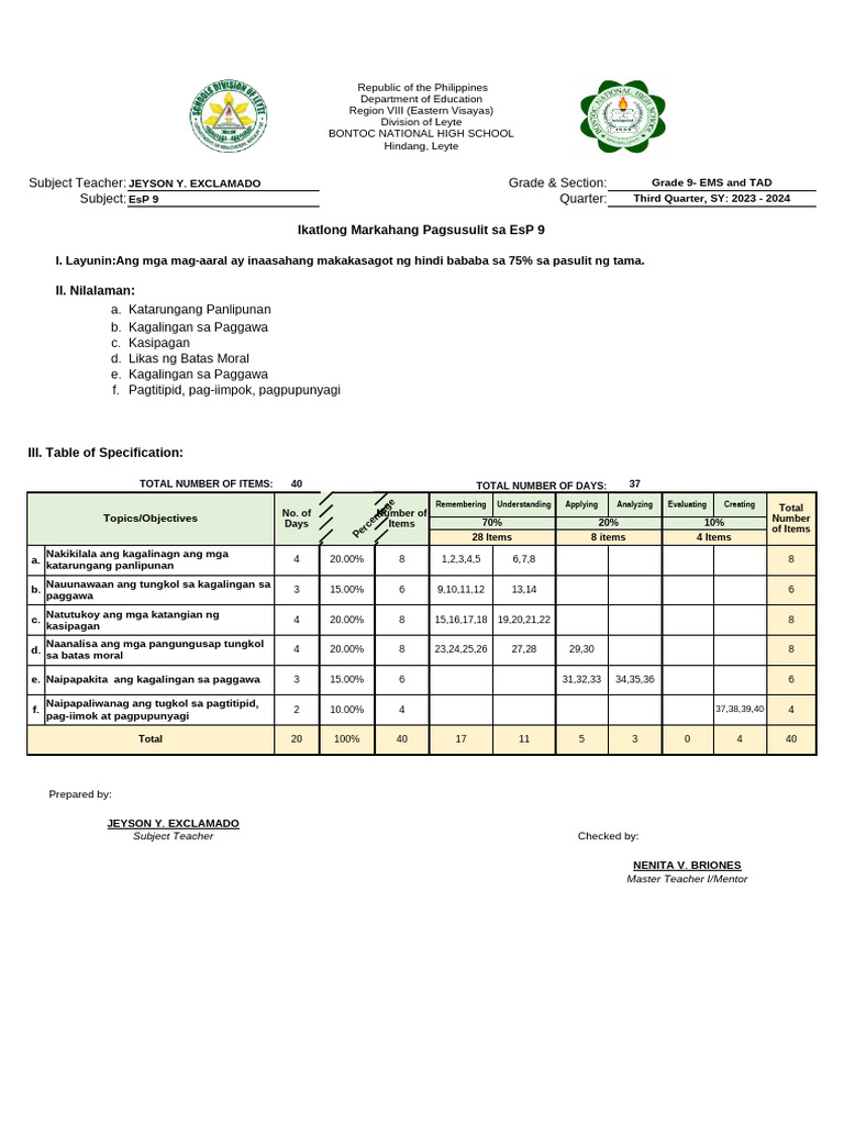 3rd Quarter Esp | PDF