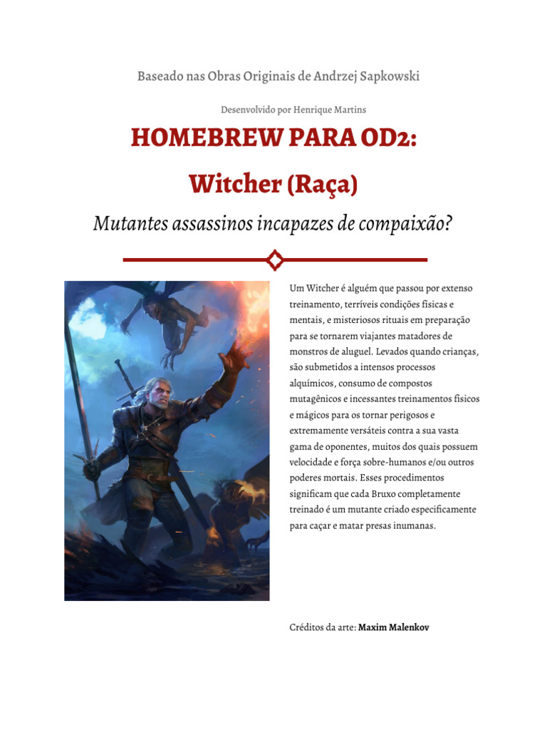 Witcher Homebrew para OD2 | PDF