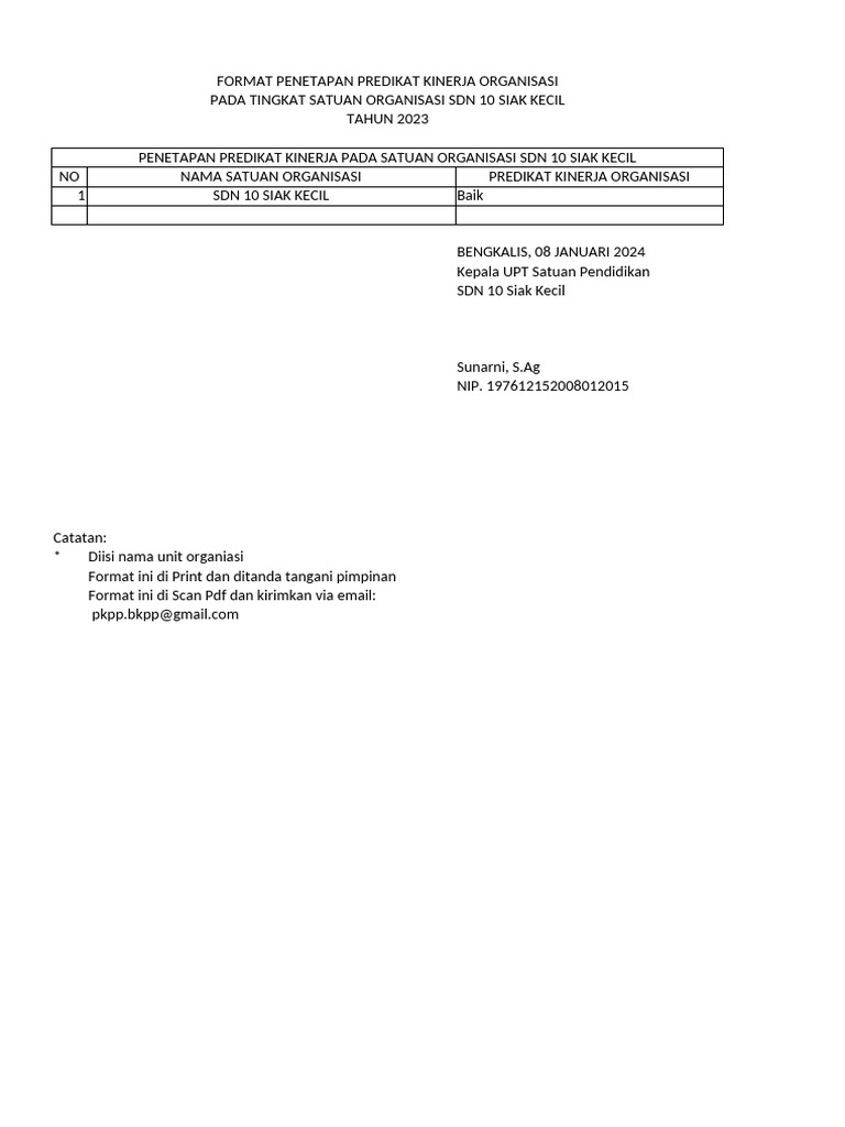 Format Capaian Kinerja Organisasi | PDF