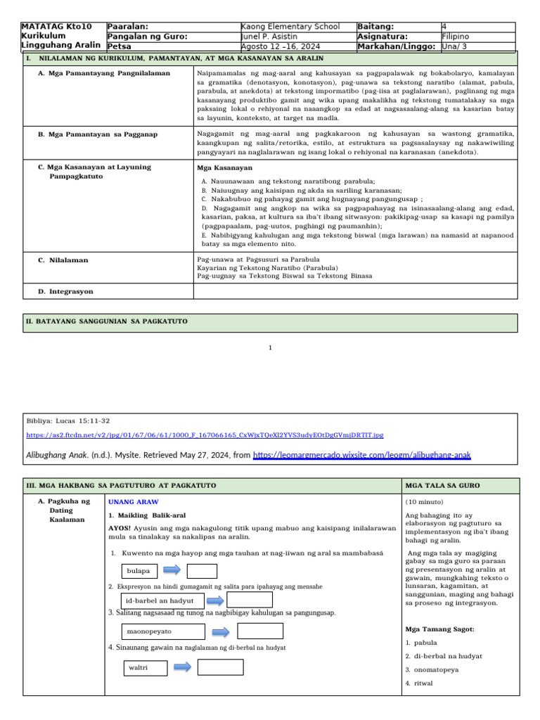 Matatag DLL Week 3 | PDF