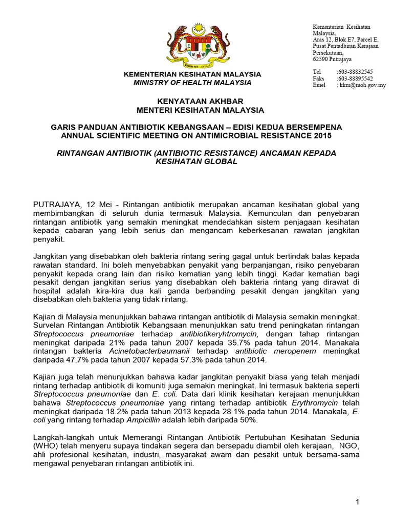 Kenyataan Akhbar Ybmk Annual Scientific Meeting On Antimicrobial ...