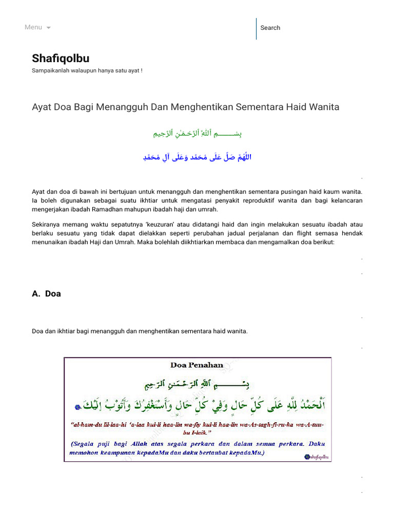 Ayat Doa Bagi Menangguh Dan Menghentikan Sementara Haid Wanita ...