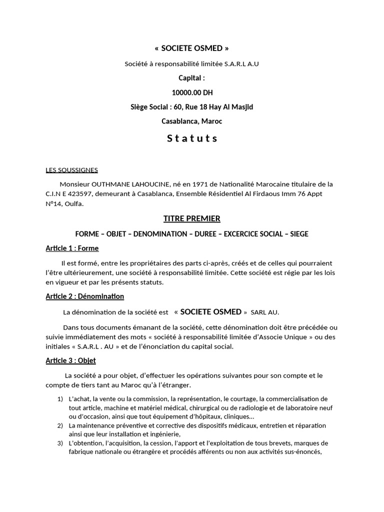 Statuts OSMED | PDF