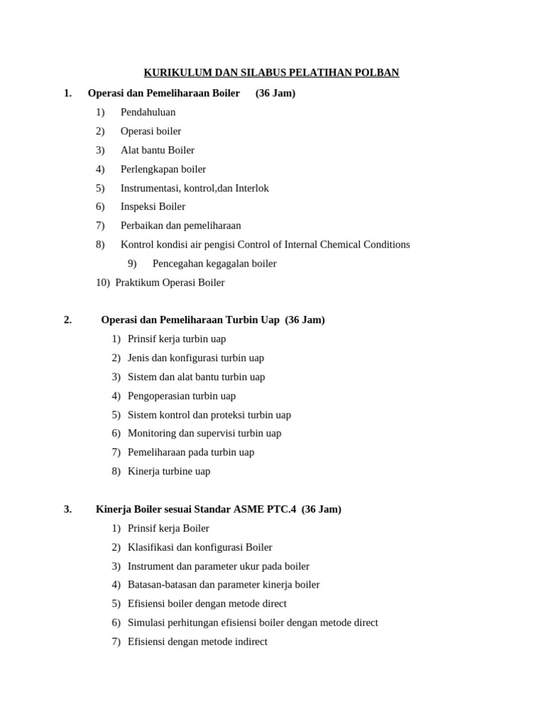 Kurikulum Dan Silabus Pelatihan Polban | PDF