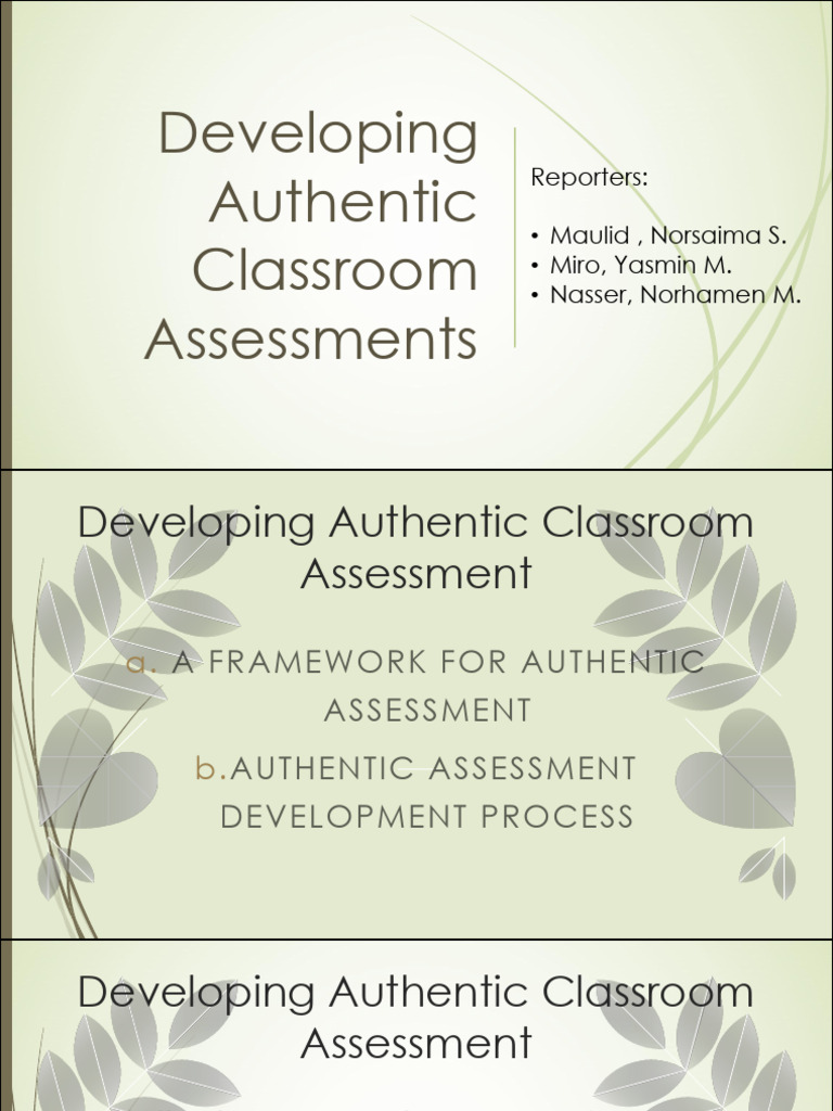 framework authentic assessment | PDF