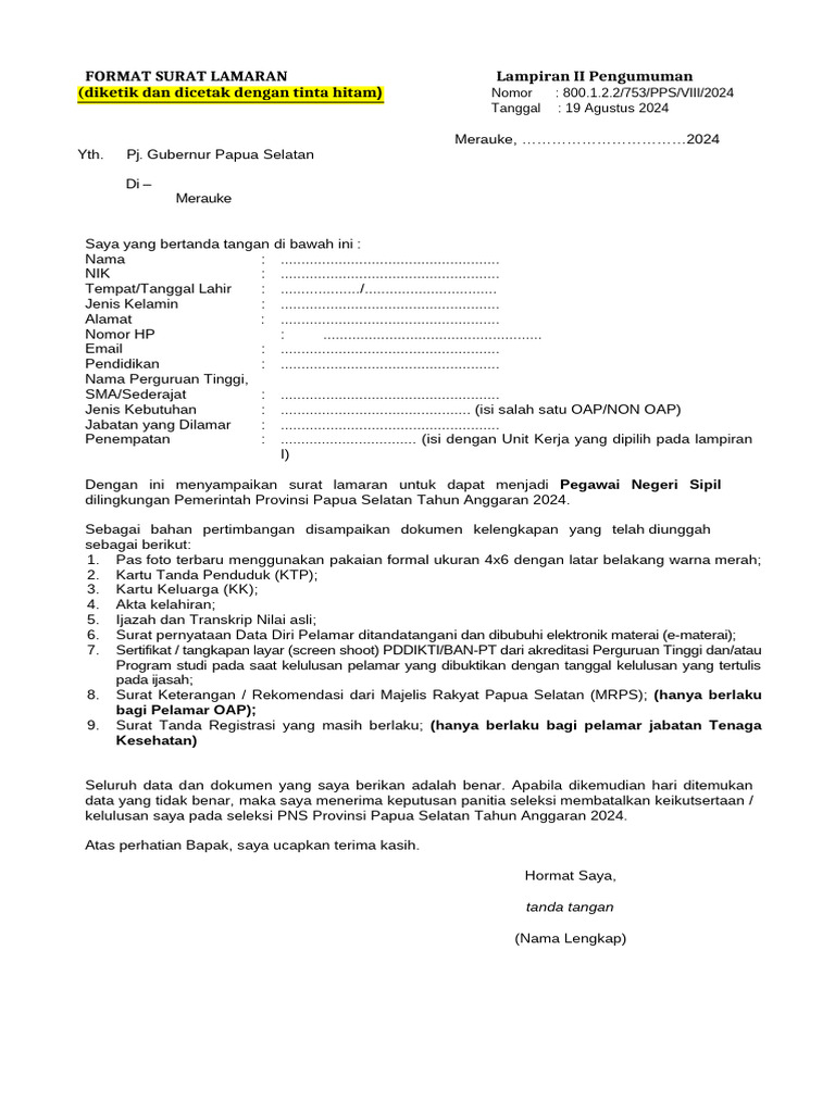 FORMAT SURAT LAMARAN Final | PDF
