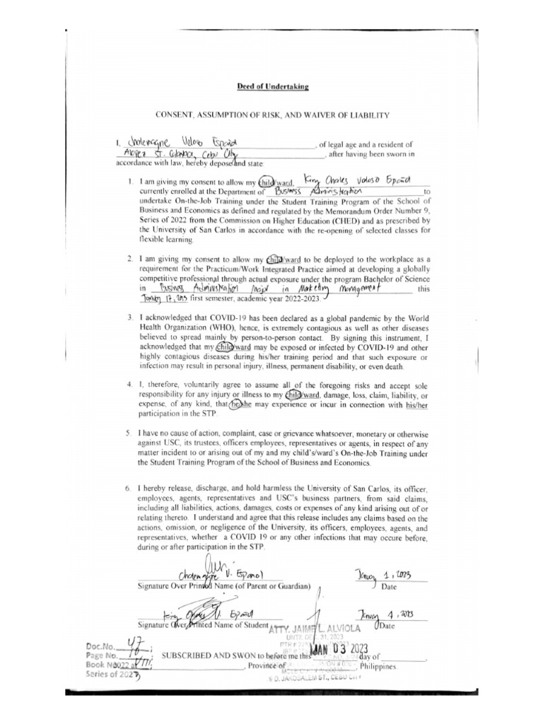 Deed of Undertaking Espanol | PDF
