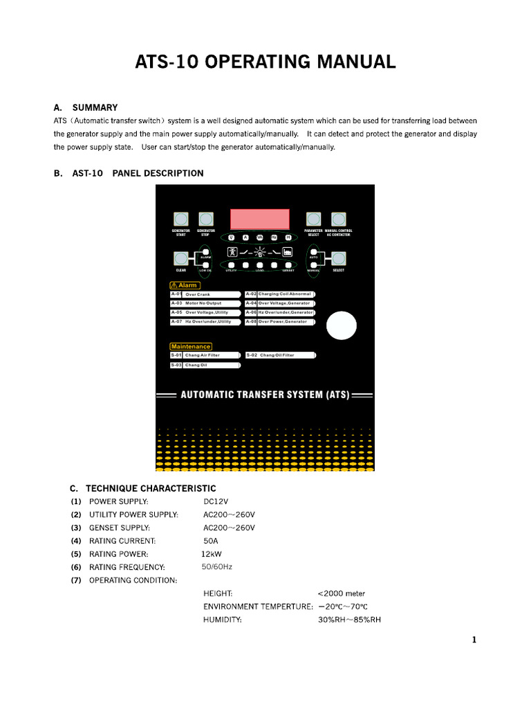 ATS Manual Control for Generators | PDF