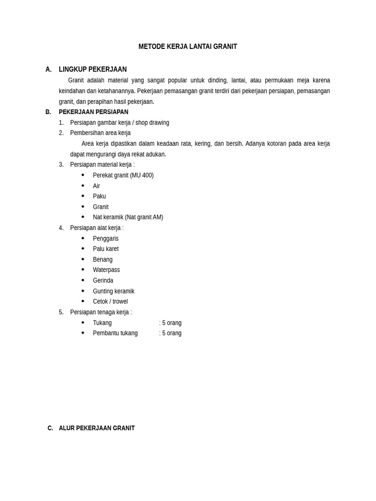 METODE KERJA GRANIT | PDF