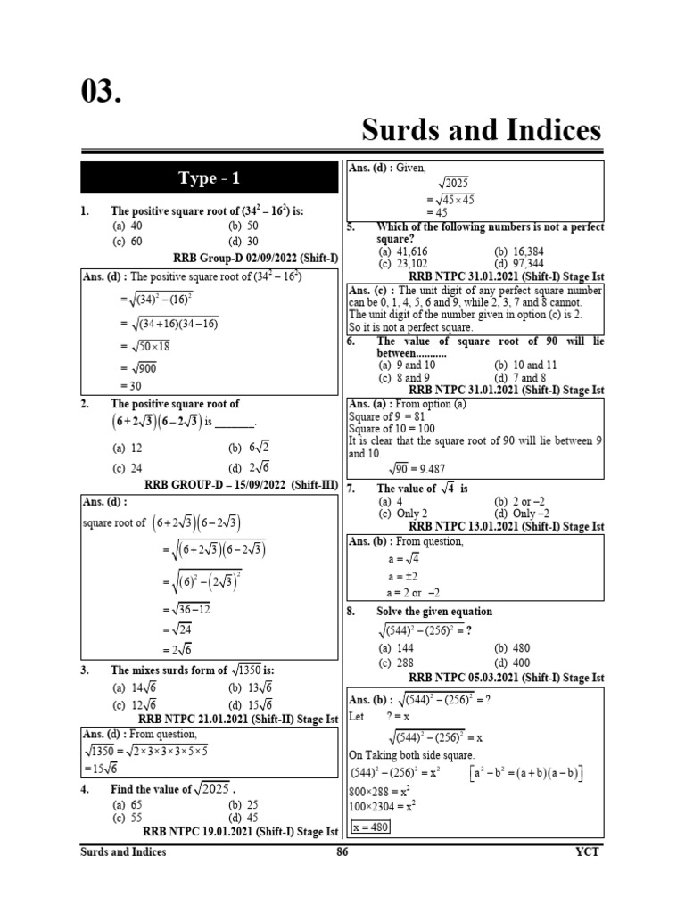 Surds and Indices | PDF