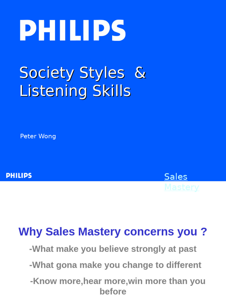 Principles of Sales Mastery - 1 Society Styles | PDF