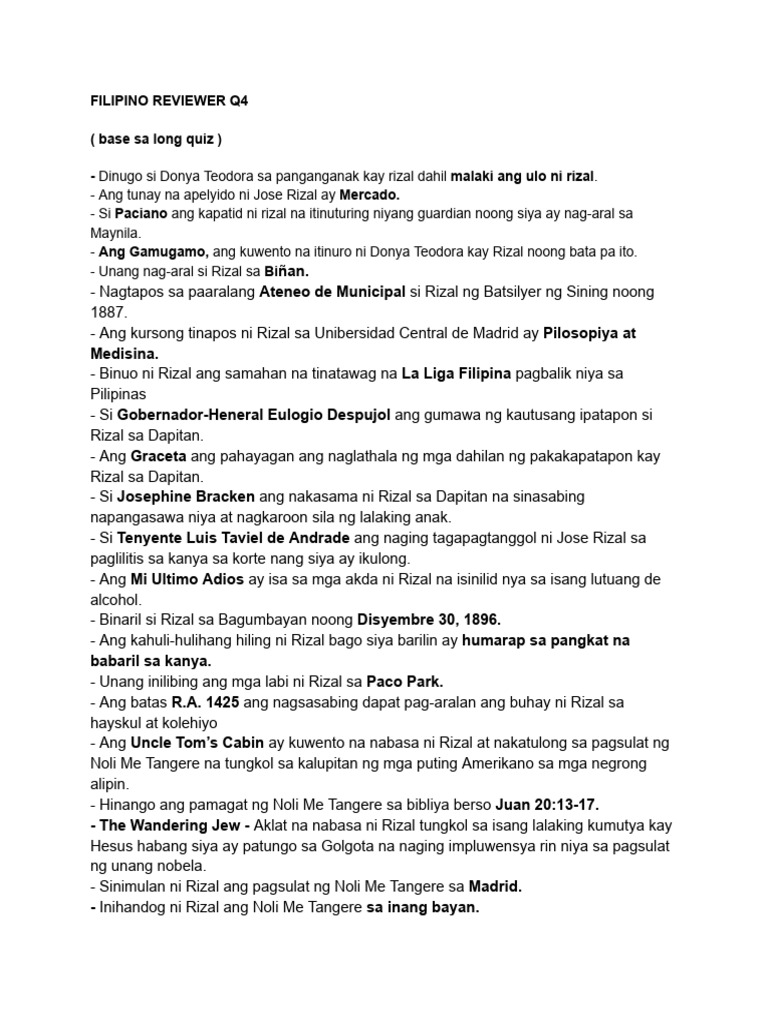 Fil Long Quiz Reviewer Pdf