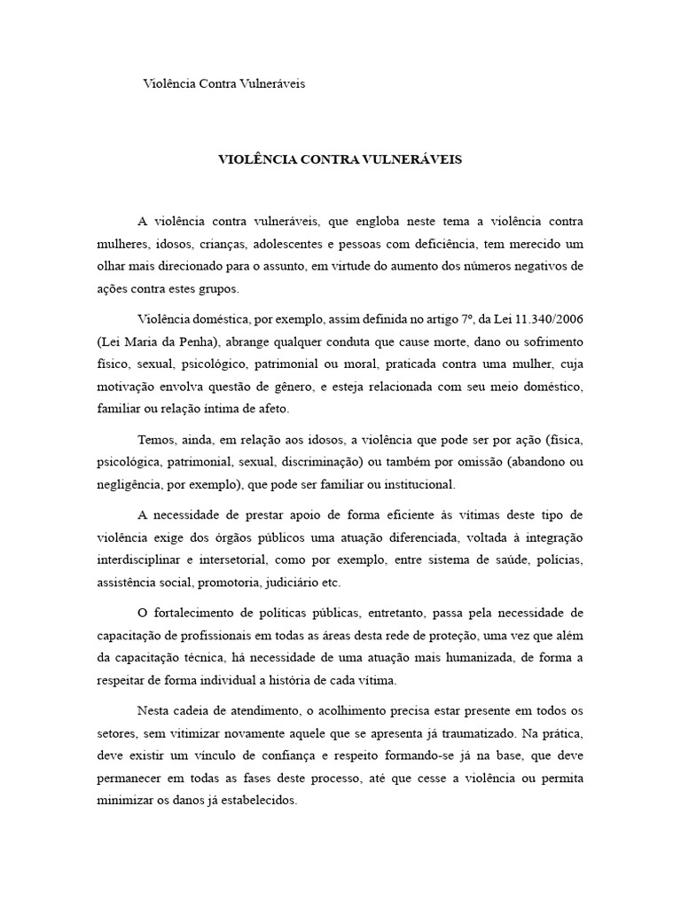 Avalia o Viol Ncia Contra Vulner Veis Ana Paula de Sousa Leite | PDF