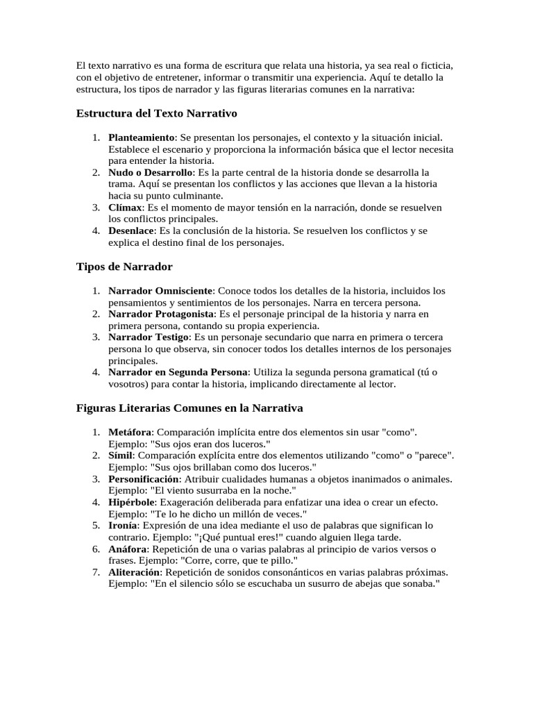 El Texto Narrativo Es Una Forma de Escritura Que Relata Una Historia | PDF