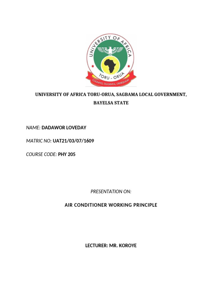 working principle of air cond. PHY205 | PDF