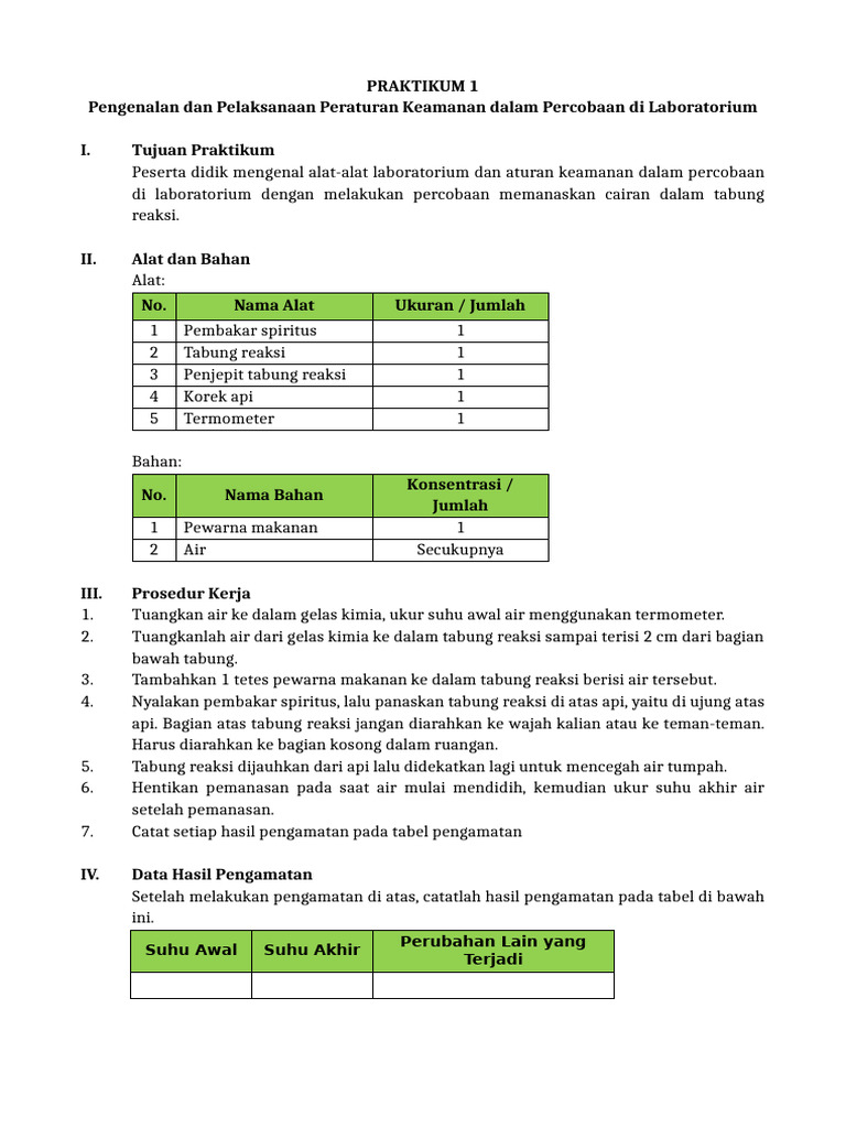 7.1 Pengenalan Dan Pelaksanaan Aturan Lab | PDF